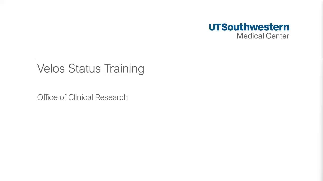 Velos Status Training